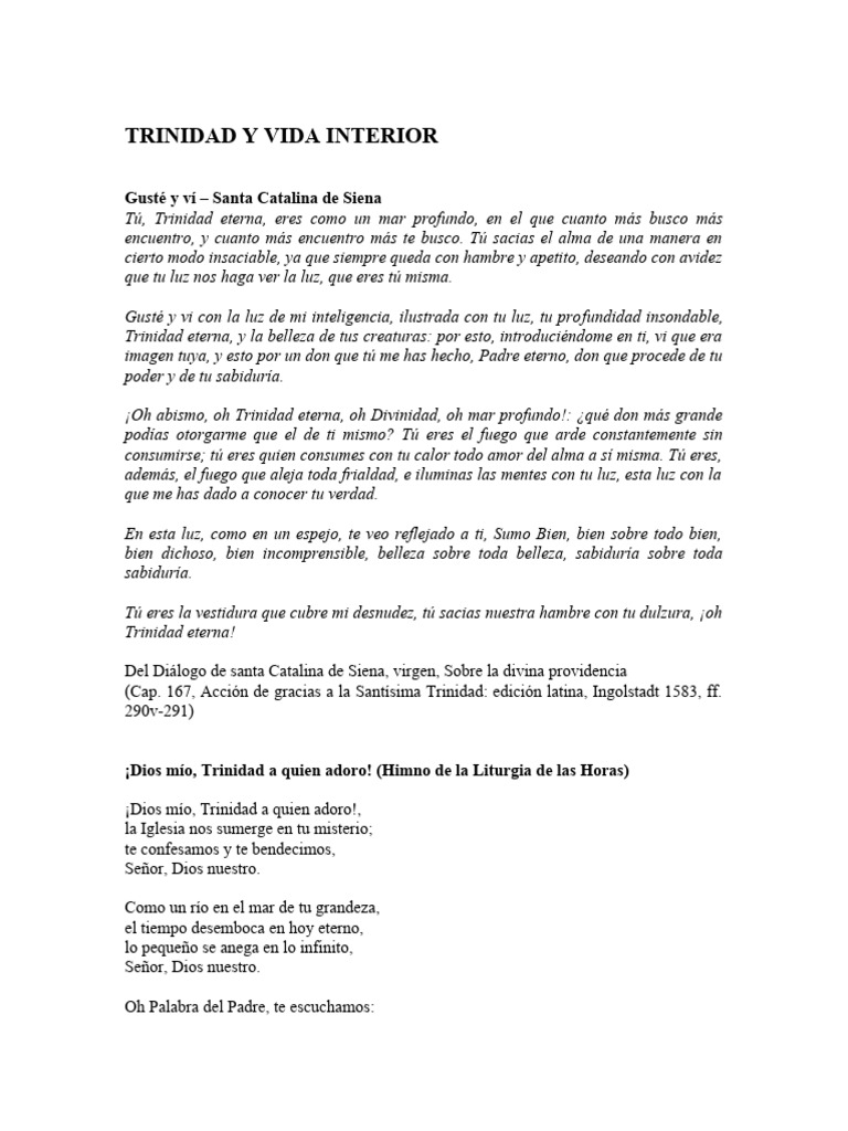 Trinidad y vida interior | PDF | Trinidad | Amor