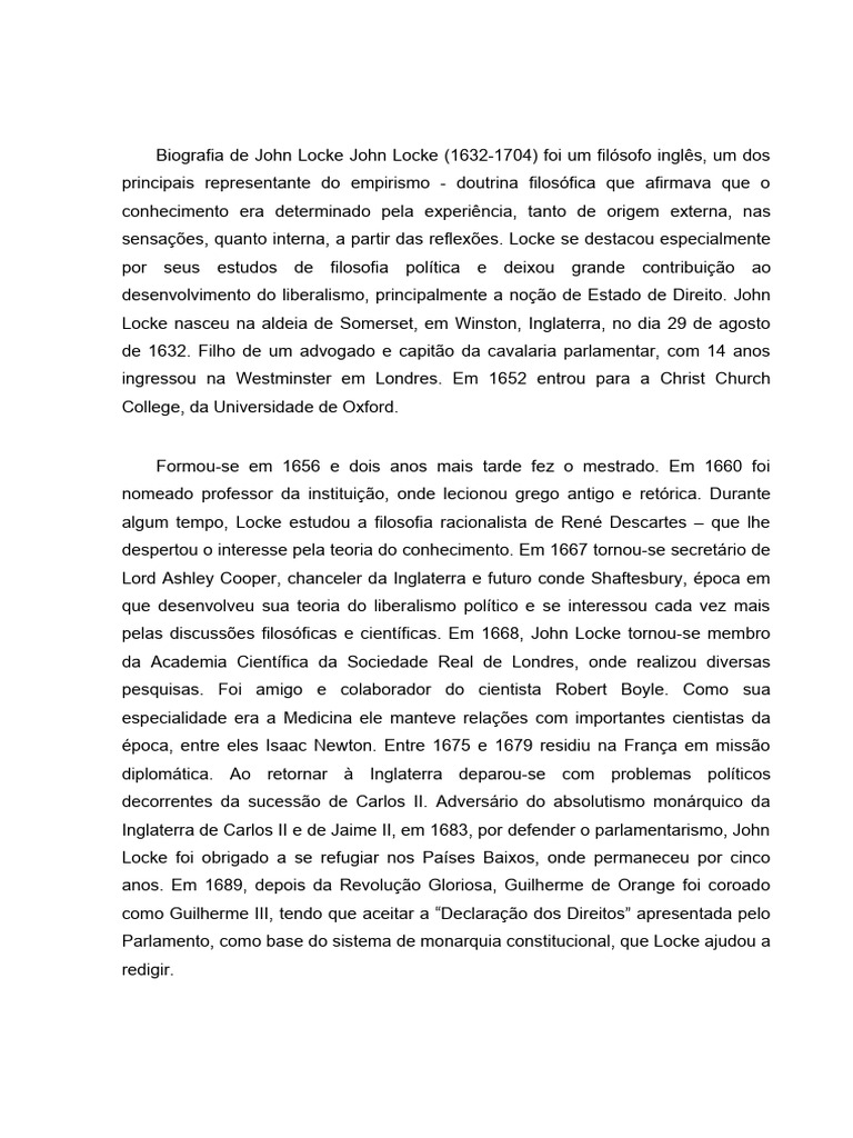 Biografia de John Locke John Locke | PDF | John Locke