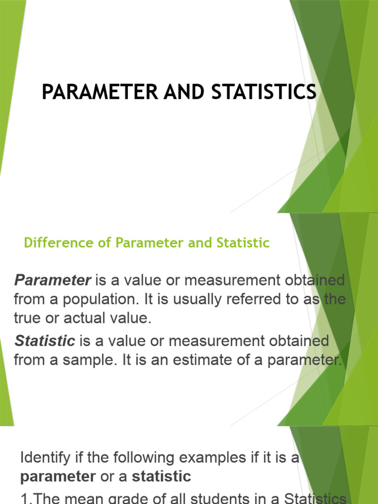 Parameter vs. Statistic Explained | PDF | Statistic | Sampling (Statistics)