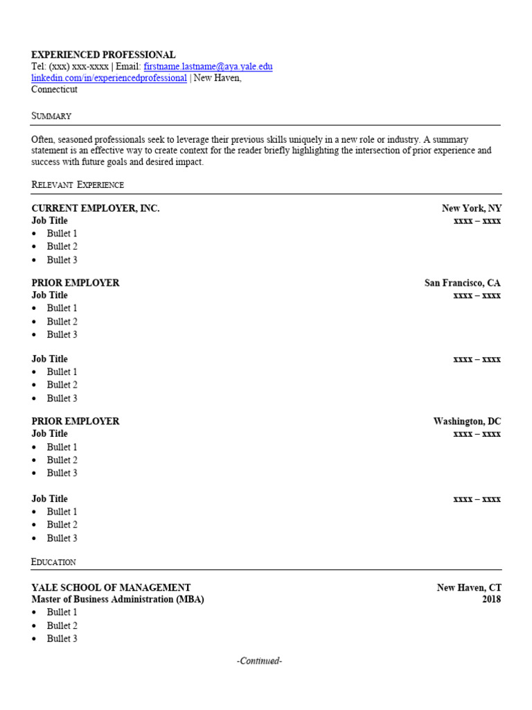 Experienced Professional Resume | PDF