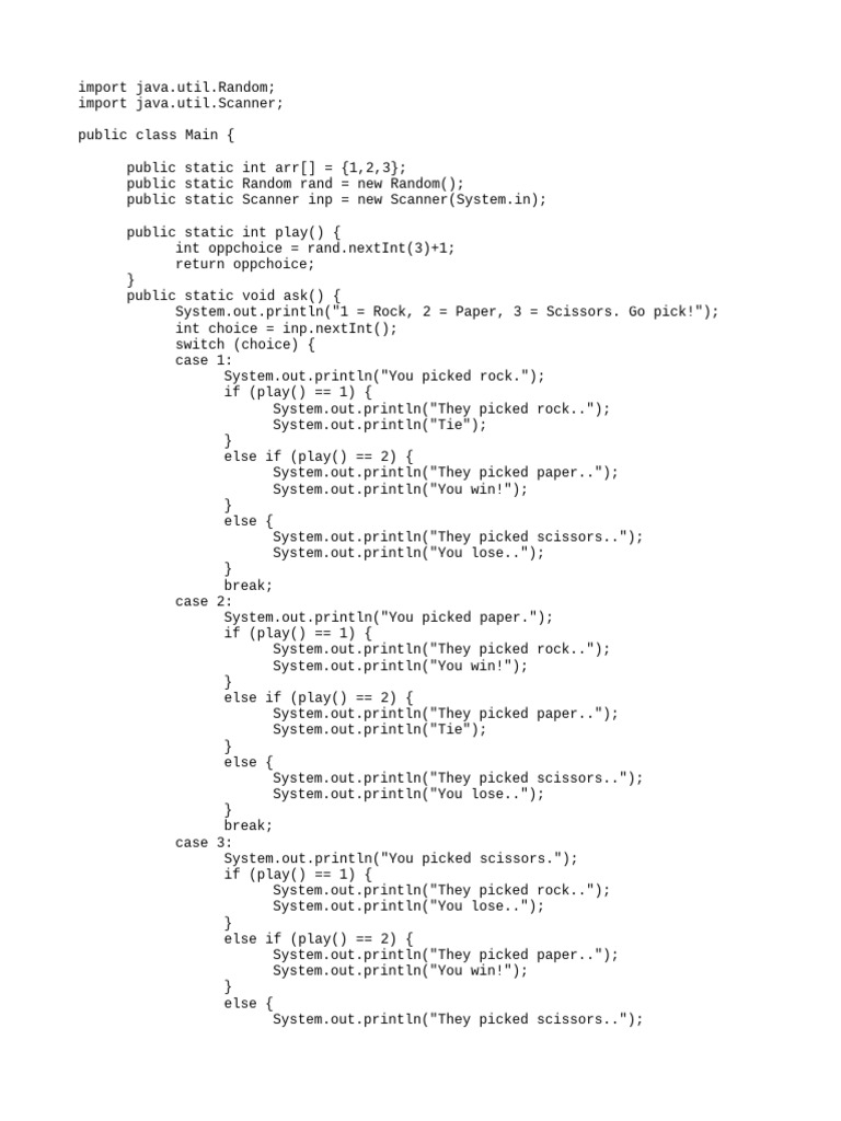 Rock Paper Scissors Pdf Computer Programming Software Engineering 3875