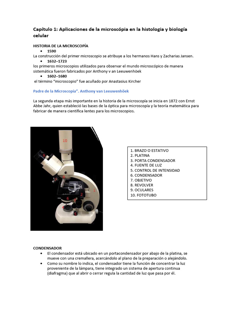 Historia y Aplicaciones de la Microscopía | PDF | Resolución angular ...