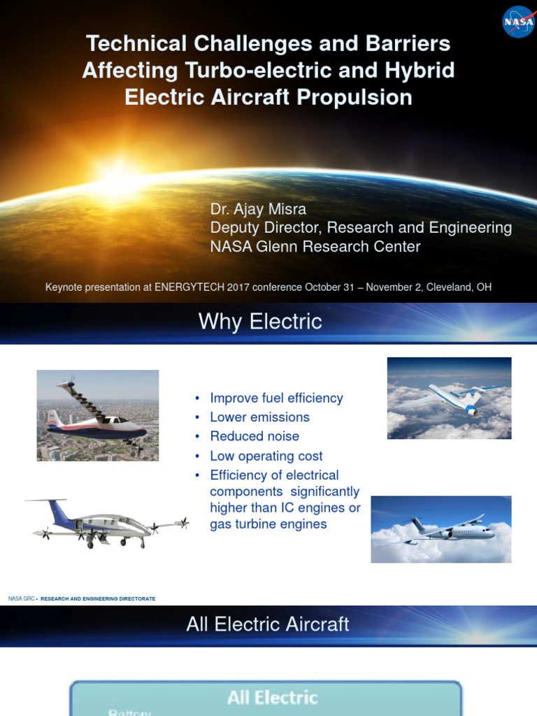 Technical Challenges and Barriers Affecting Turbo-Electric and Hybrid Electric Aircraft ...