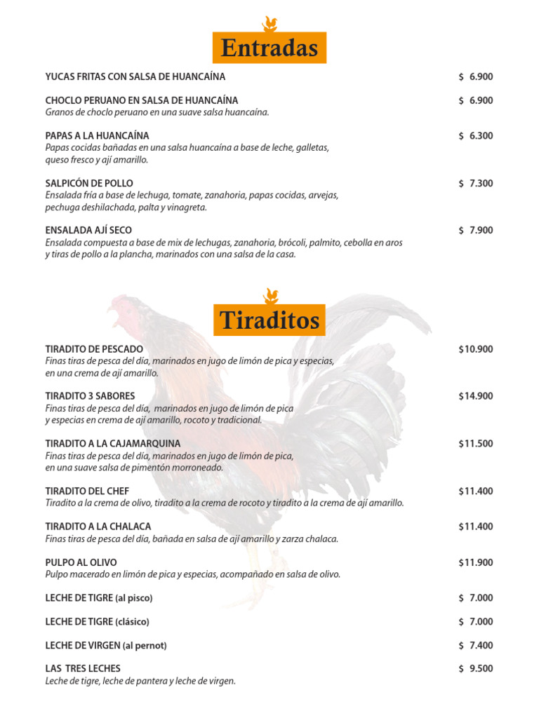 Menú del Ají Seco: Platos y Precios | PDF | Mariscos | Alimentos