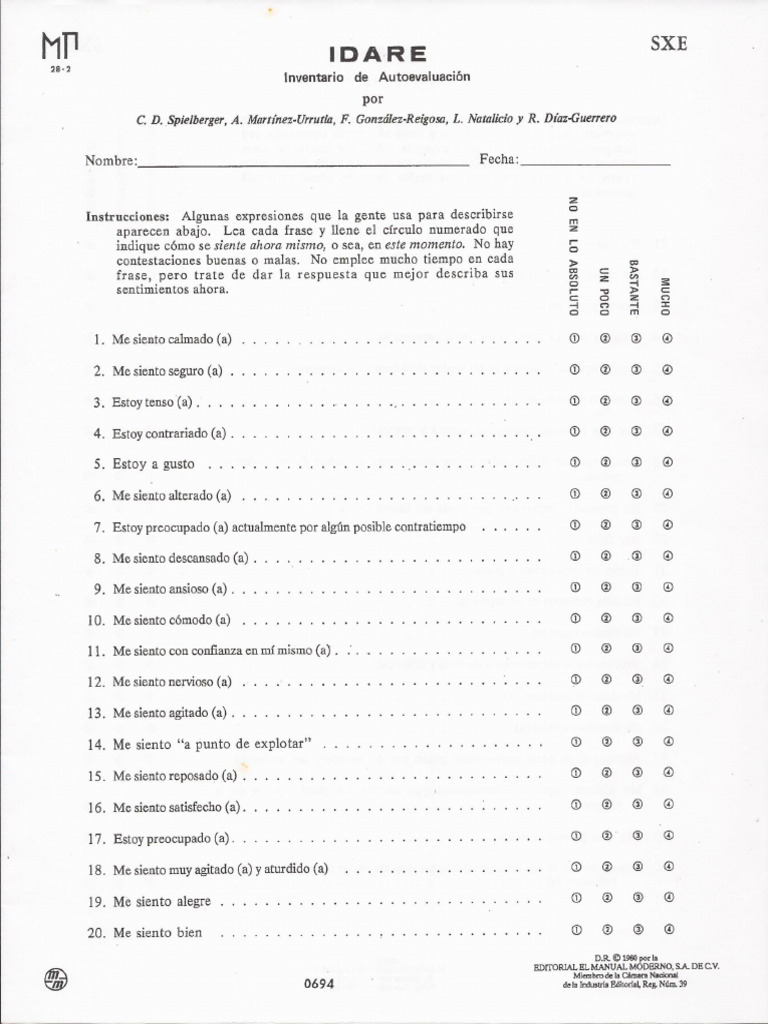 Hoja de Respuestas IDARE | PDF
