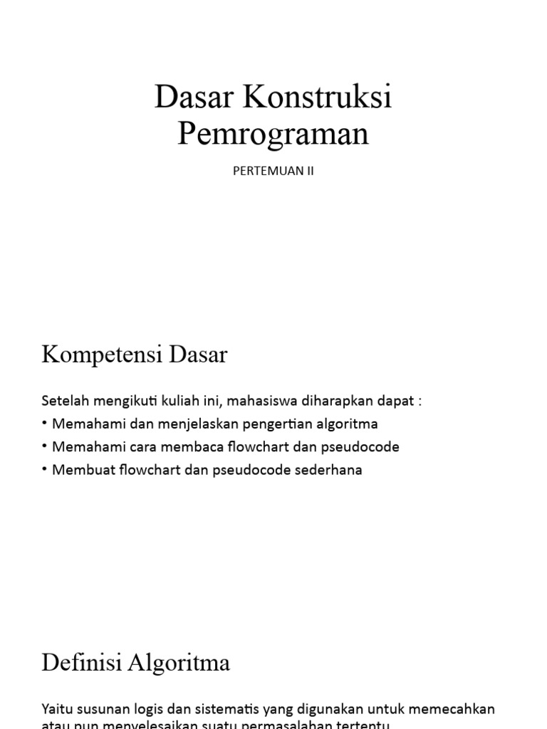 Pertemuan II - Algoritma, Flowchart, Dan Pseudocode | PDF