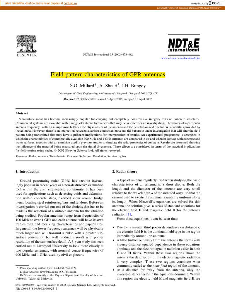 Field Pattern Characteristics of GPR Antennas | PDF | Antenna (Radio ...