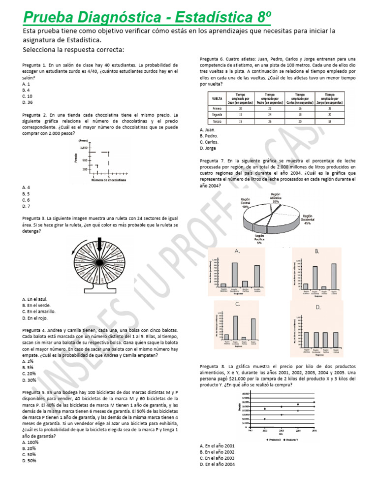 PRUEBA_DIAGNOSTICA_ESTADISTICA_8A-8B | PDF