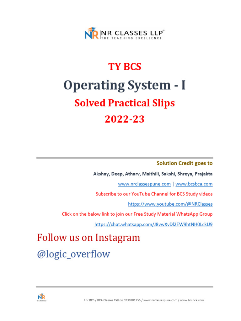 TYBCS OS-I Almost All Slip | Download Free PDF | Software | Computer Data
