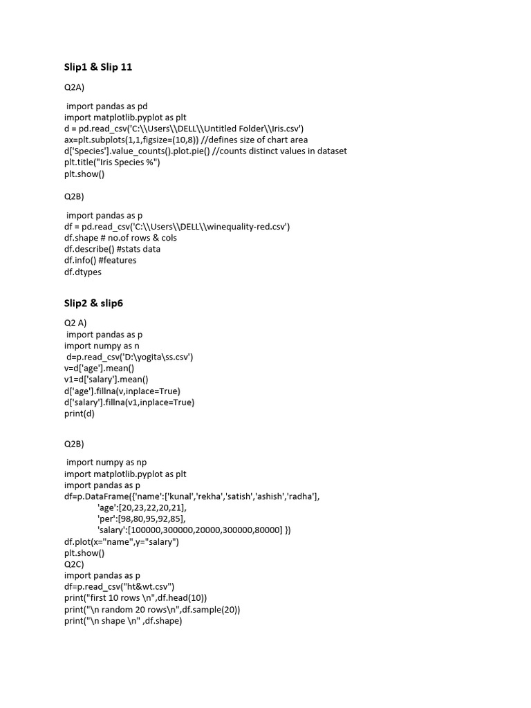 Python Slips | PDF | Computing | Statistics