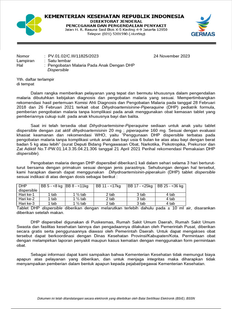 Pengobatan Malaria Pada Anak DGN DHP Dispersible | PDF