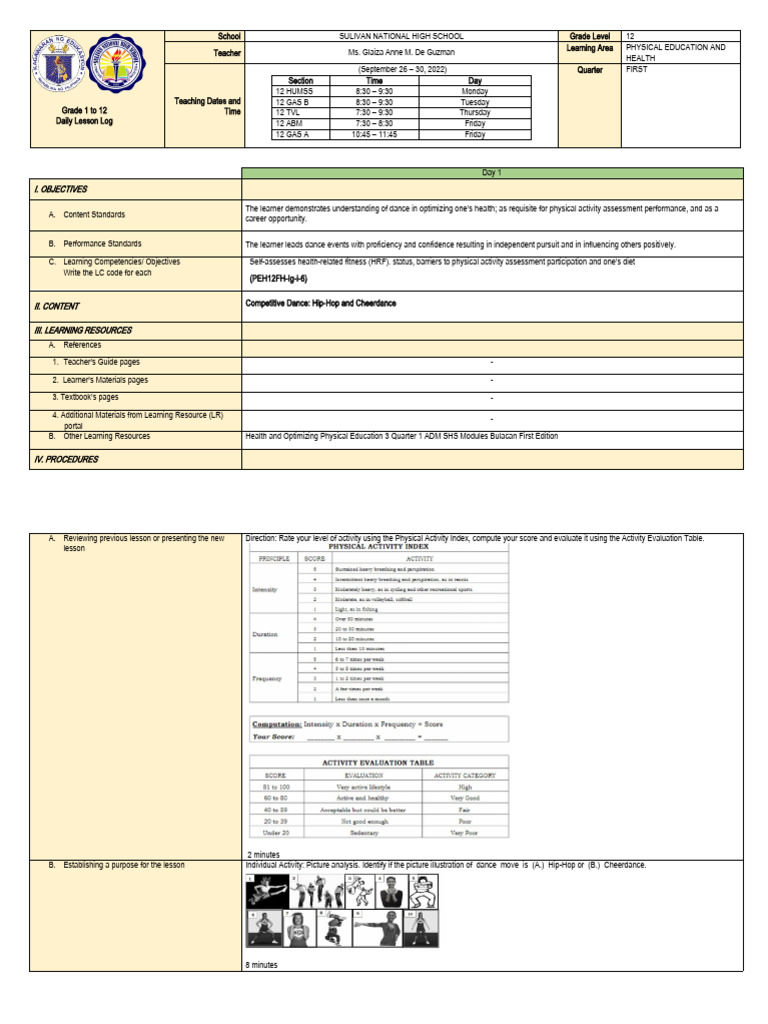 DLL P.E. Grade 12 Week 5 | PDF | Cognitive Science | Cognition