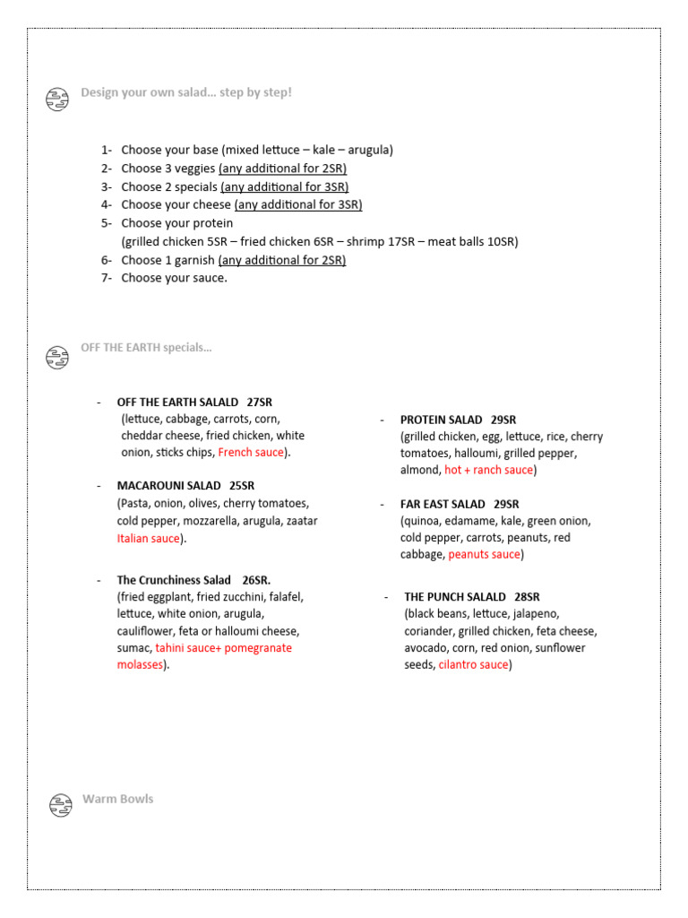 Design Your Own Salad | PDF | Salad | Sauce