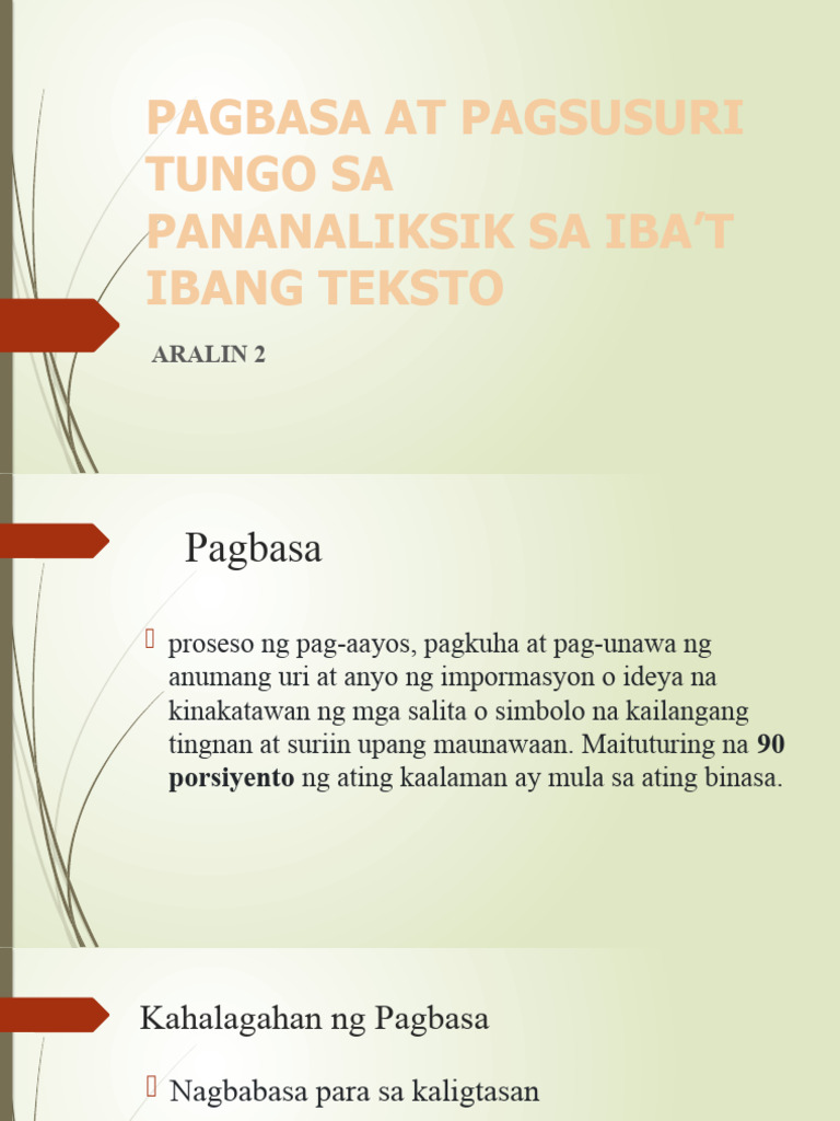 ARALIN 2 - Teorya NG Pagbasa | PDF