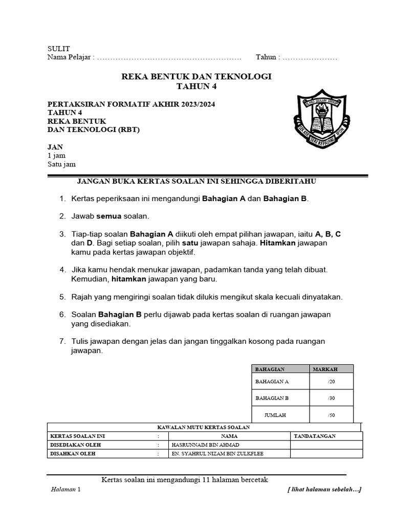 Uasa RBT THN 4 2022 | PDF