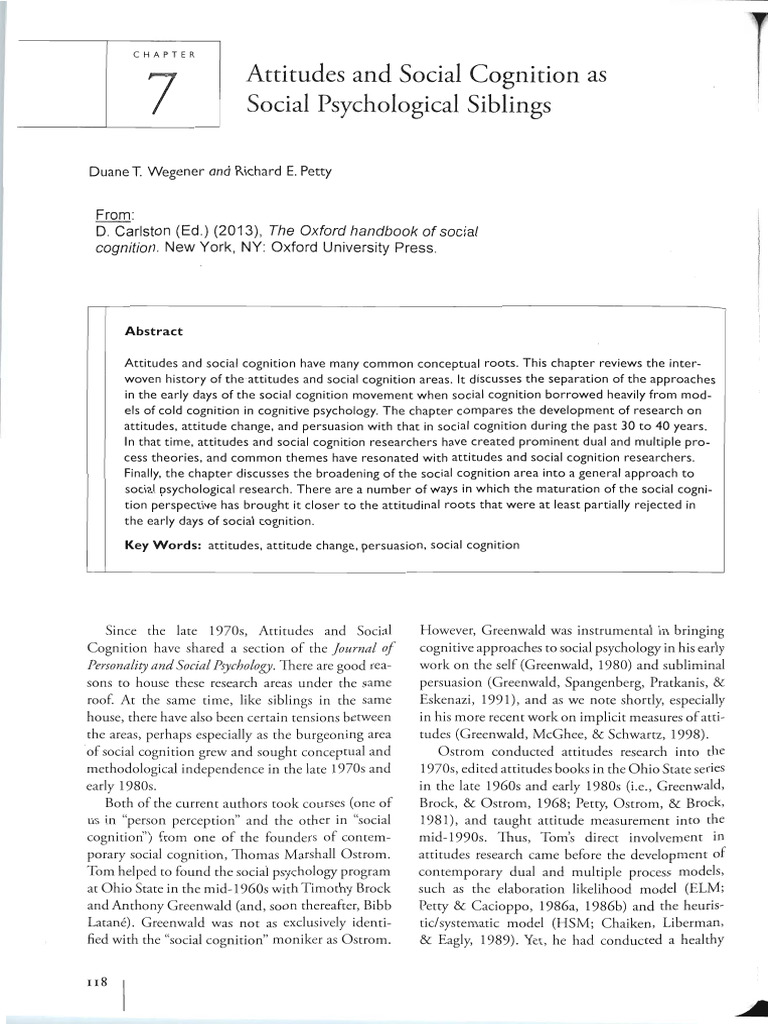 2013SocialCogHandbookChapWegenerPetty | PDF | Attitude (Psychology) | Cognition