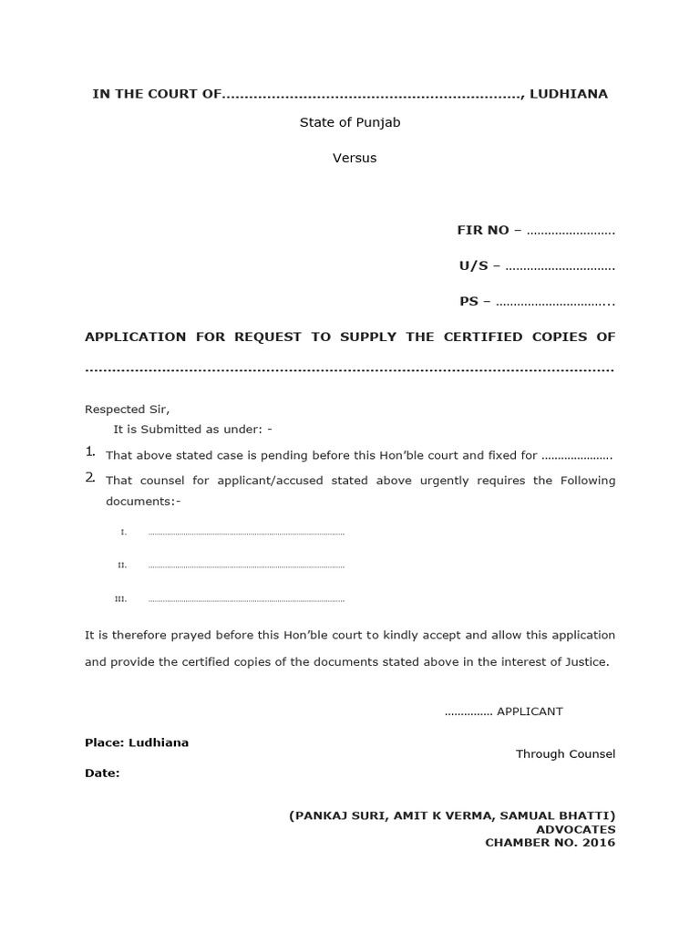 Certified Copy Application Format | PDF