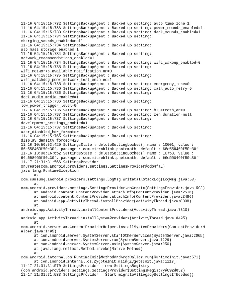 Settingsprovider Pdf Java Programming Language Backup