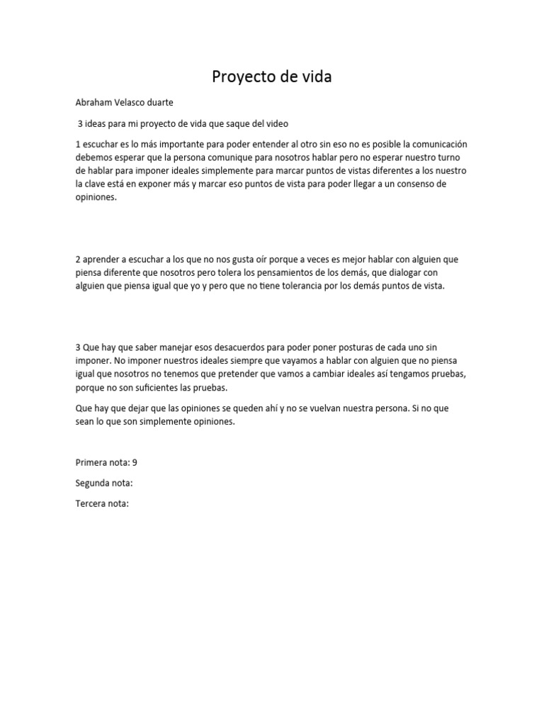 Proyecto de Vida | PDF