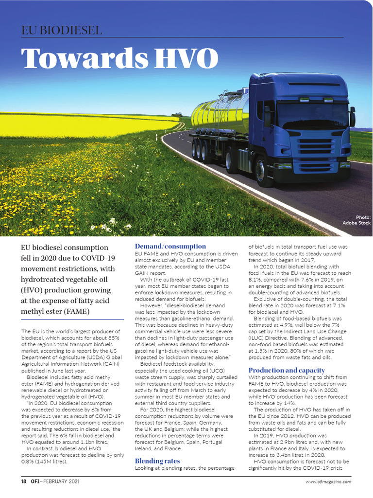 Biofuels HVO Takes Off in Europe | PDF | Biofuel | Biodiesel