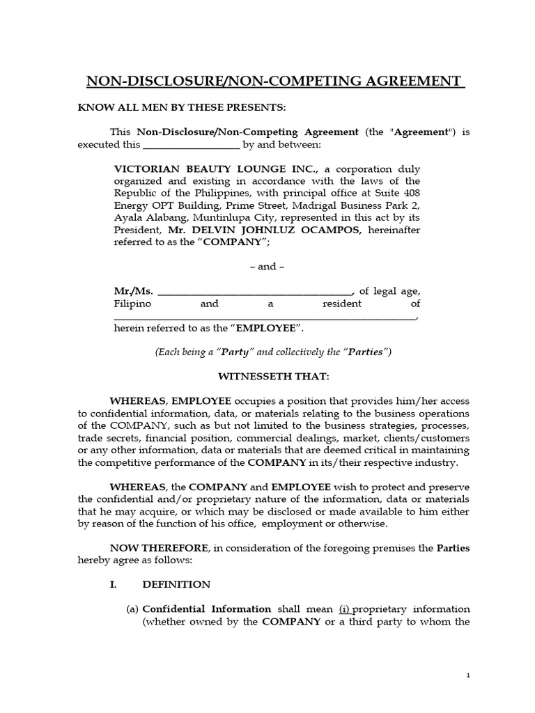 NDA_NCA - FCG | PDF | Non Disclosure Agreement | Legal Remedy