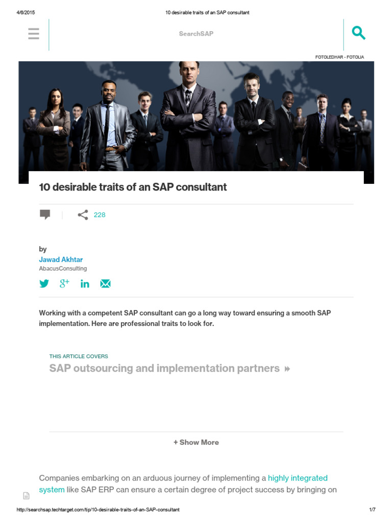 10 Desirable Traits of An SAP Consultant | PDF | Consultant | Internet ...
