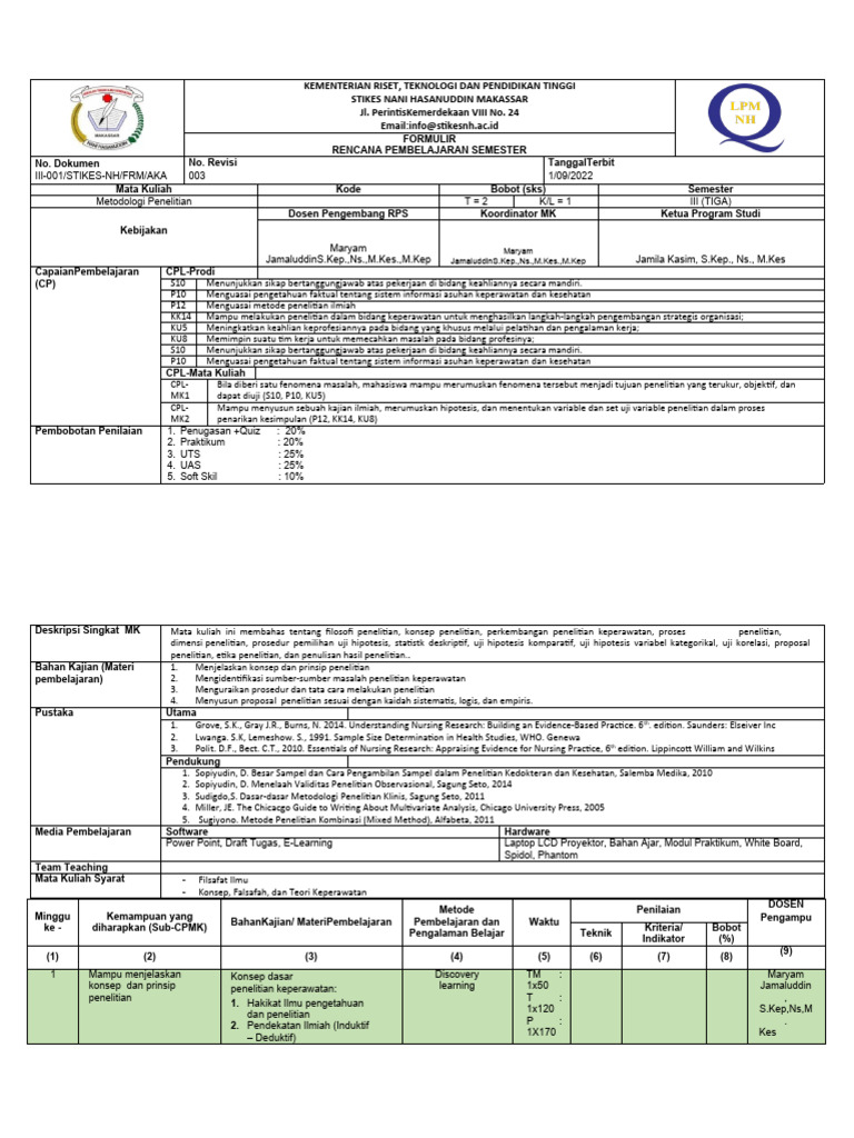RPS Metodologi 2022 OK | PDF