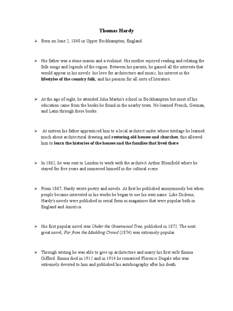 Thomas Hardy | PDF | Thomas Hardy | English Language Literature