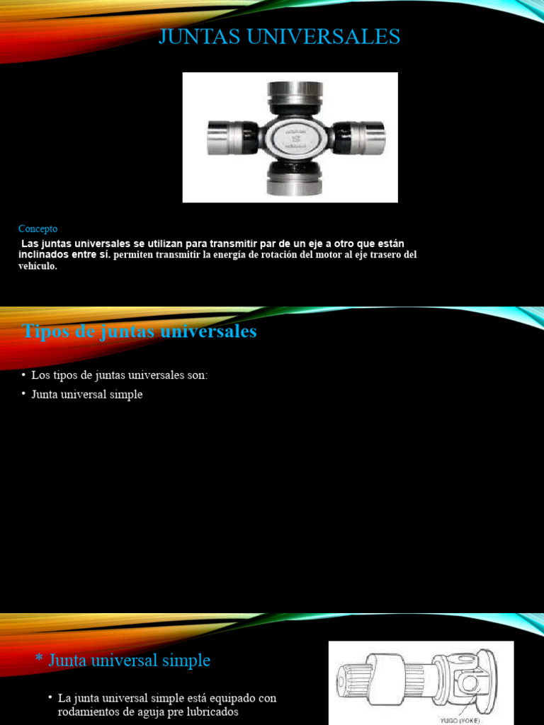 Diapositiva Juntas Universales 1[1] | PDF | Eje | Vehículos