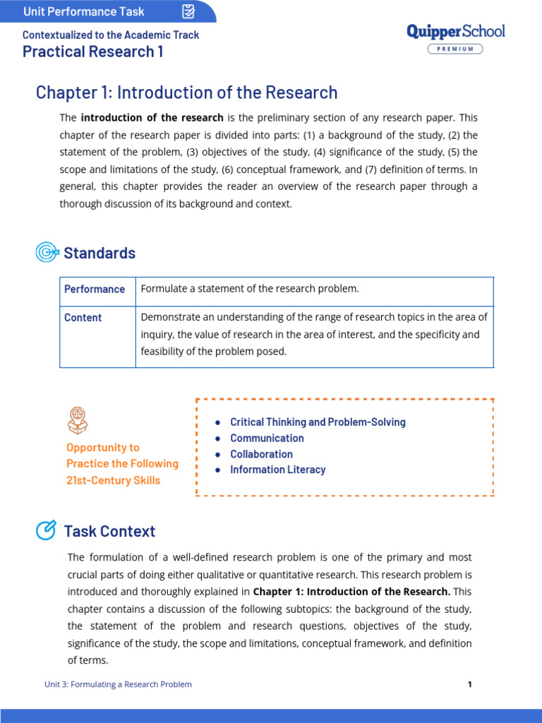 FINAL (UPT) - PR1 11 - 12 - Unit 3 - Formulating Research Problem | PDF | Information | Citation