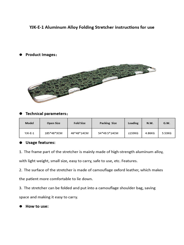 YJK-E-1 Folding Stretcher Manual | PDF