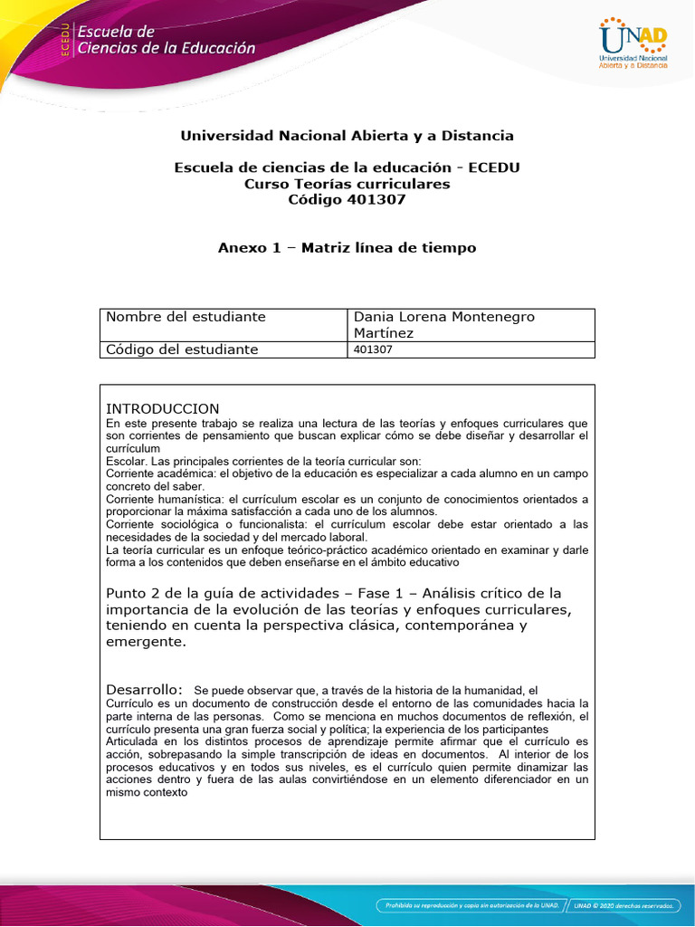 Anexo 1 - Matriz Linea de Tiempo 2024 | Descargar gratis PDF | Plan de estudios | Educación en ...