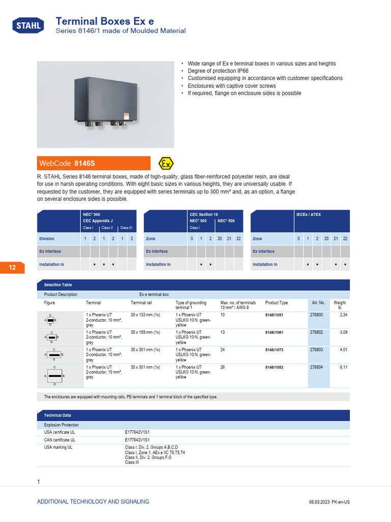 Data Sheet 8146 1061 Ex Product Overview Ex e Terminal Boxes 8146 1 en ...