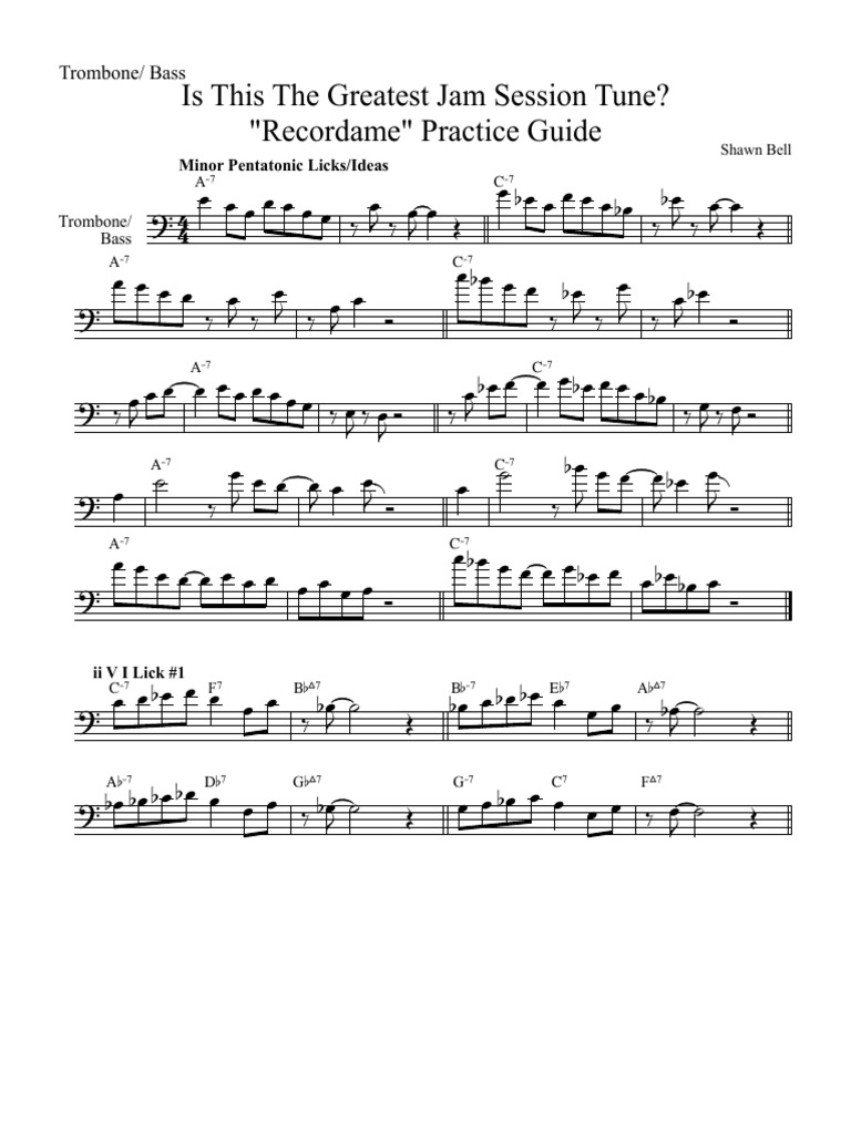 Is This The Greatest Jam Session Tune Handout - Trombone Bass | PDF ...