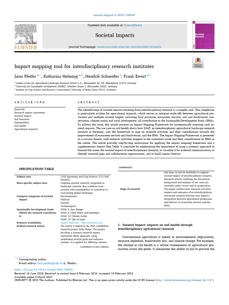 Impact Mapping Tool For Interdisciplinary Research Insti - 2024 ...