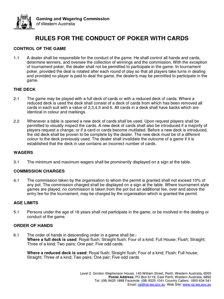 Poker Played With Cards Rules | Download Free PDF | Texas Hold 'Em ...
