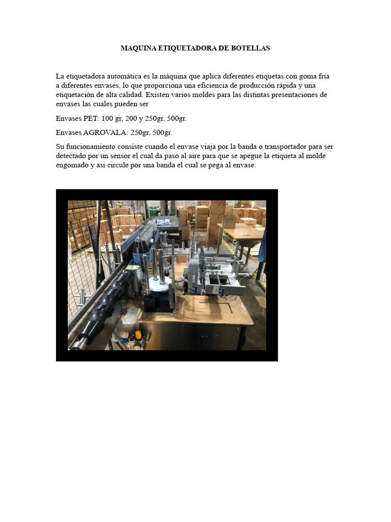 MAQUINA ETIQUETADORA DE BOTELLAS | PDF
