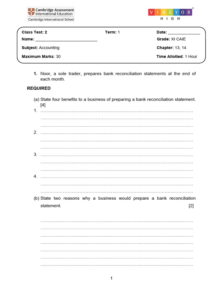 CT 2 BRS & Control Accounts 1 | PDF | Debits And Credits | Financial ...