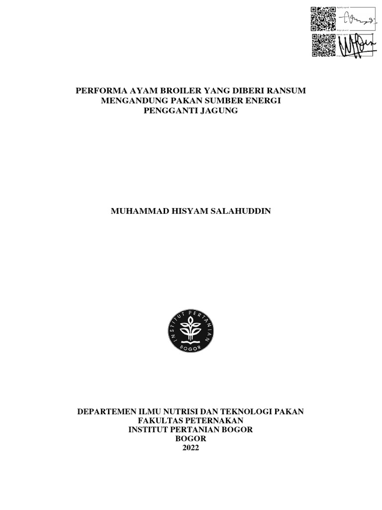 Draft Skripsi - Muhammad Hisyam Salahuddin - D24180111 (Revisi Final) | PDF