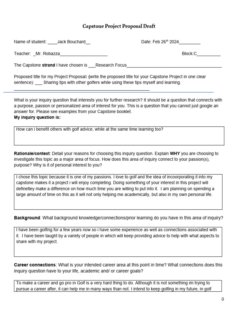 Capstone Draft Proposal 1 1 | PDF | Mentorship | Inquiry