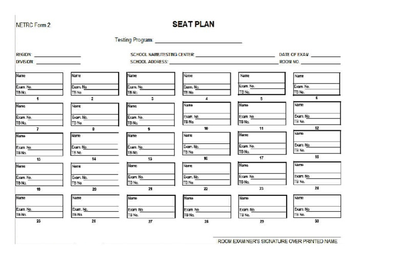 Seat Plan - Docx Filename UTF-8 Seat Plan | PDF