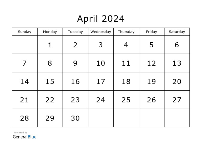 April 2024 Calendar Overview | PDF