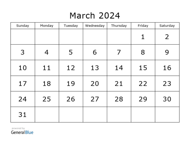 March 2024 Calendar Overview | PDF