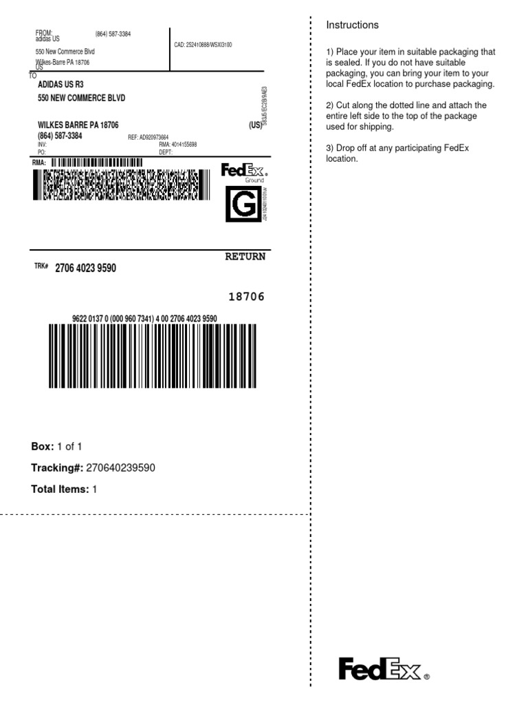 adidas US Return Instructions | PDF