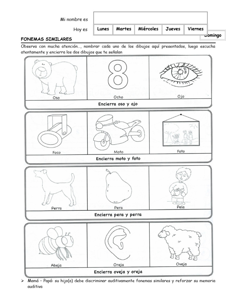 Actividades de Fonemas Similares | PDF