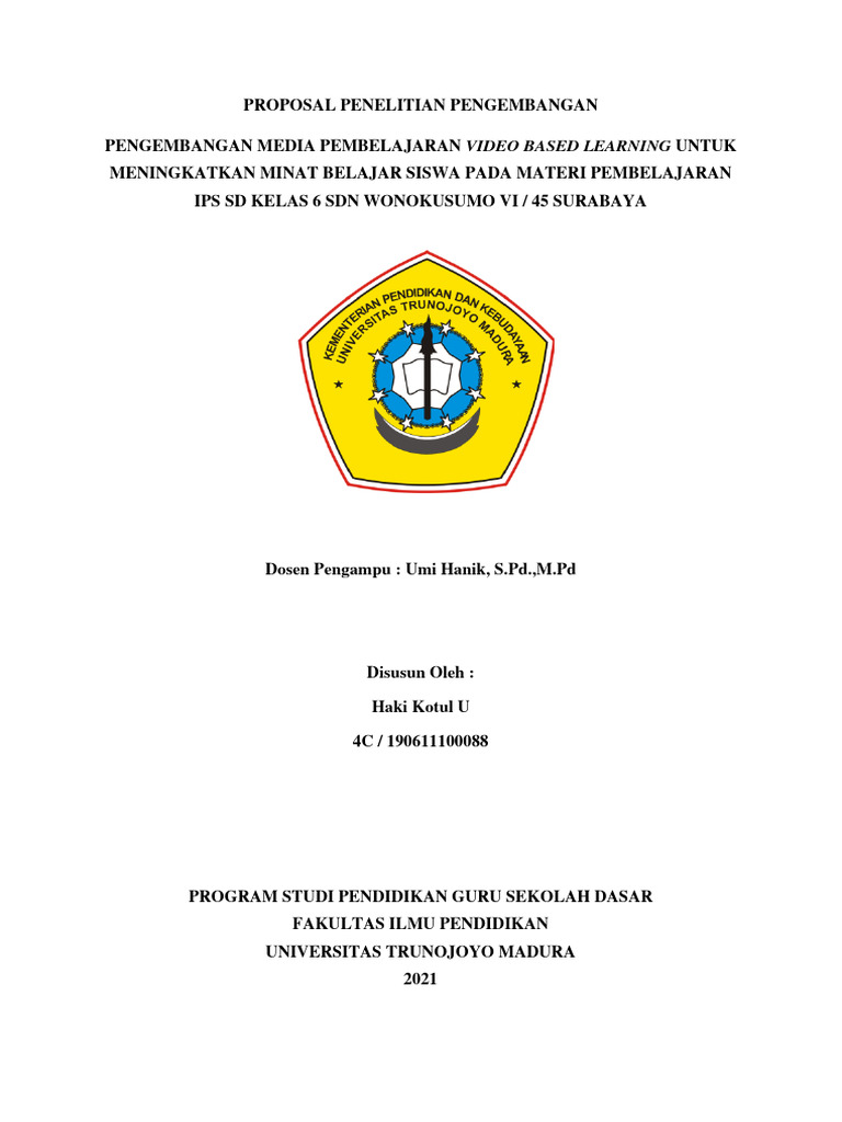 088 - 4C - HAKI KOTUL U - PROPOSAL PENELITIAN PENGEMBANGAN - Copy-Dikonversi | PDF