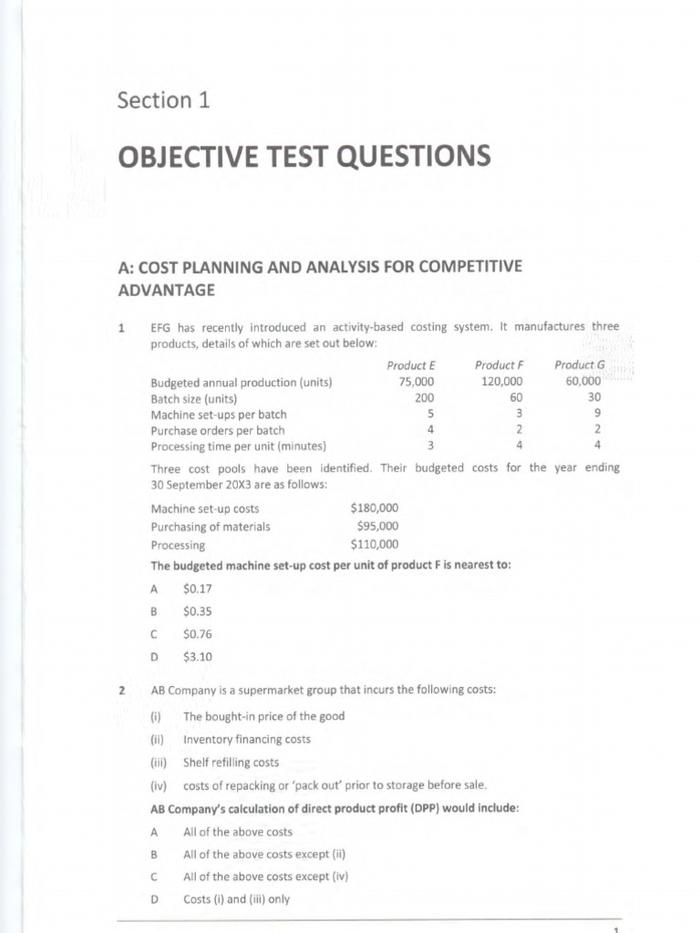CIMA-P2-Objective Questions Final | PDF