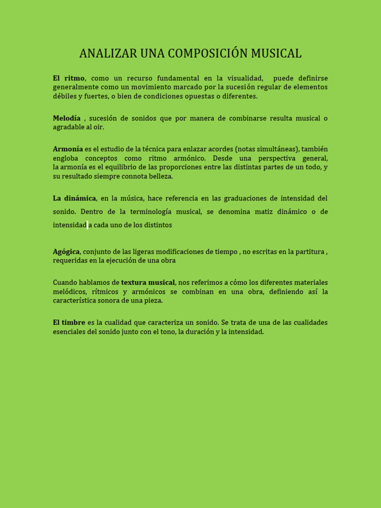 ANALIZAR UNA COMPOSICIÓN MUSICAL Benja | PDF