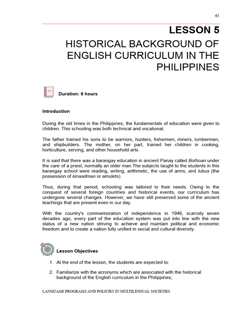 Historical Background of English Curriculum | PDF | English Language ...
