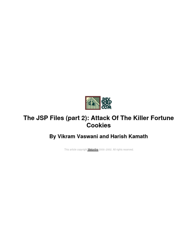 Java The Jsp Files Part 2 Attack Of The Killer Fortune Cookies By Vikram Vaswani And 0439